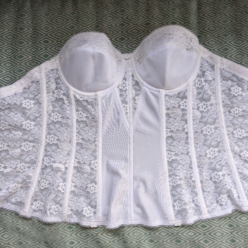 Dominique Longline Strapless Bustier In White - Gem